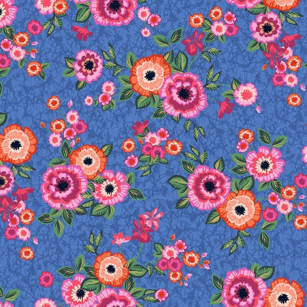 Marisol Navy Bouquets Fabric Blank Quilting - Etsy
