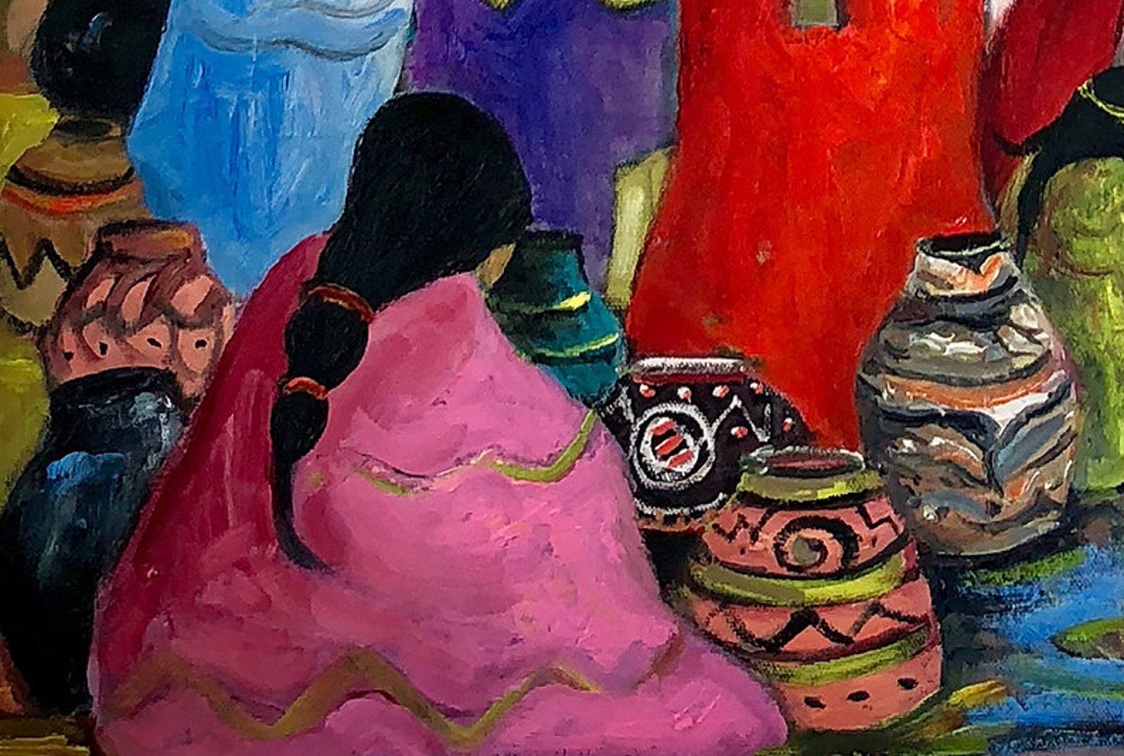 Potters Day at the Pueblo, Original Oil Painting by Marilu Norden ...