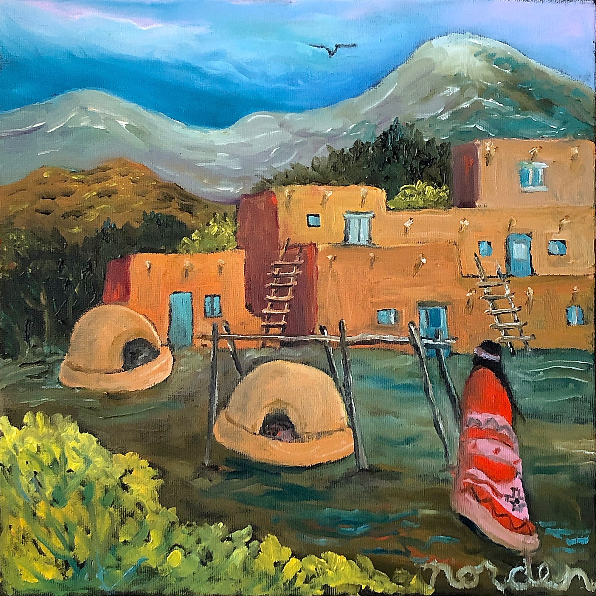 Pueblo Visitor Original Oil Painting by Marilu Norden, Native American ...