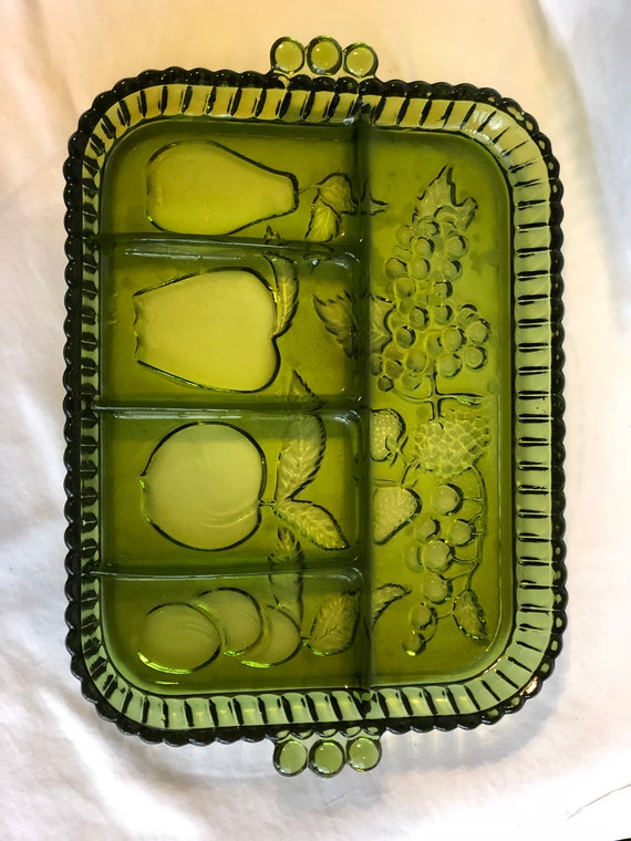 Home & Living Kitchen & Dining Vintage Avocado Green Glass Rectangular ...