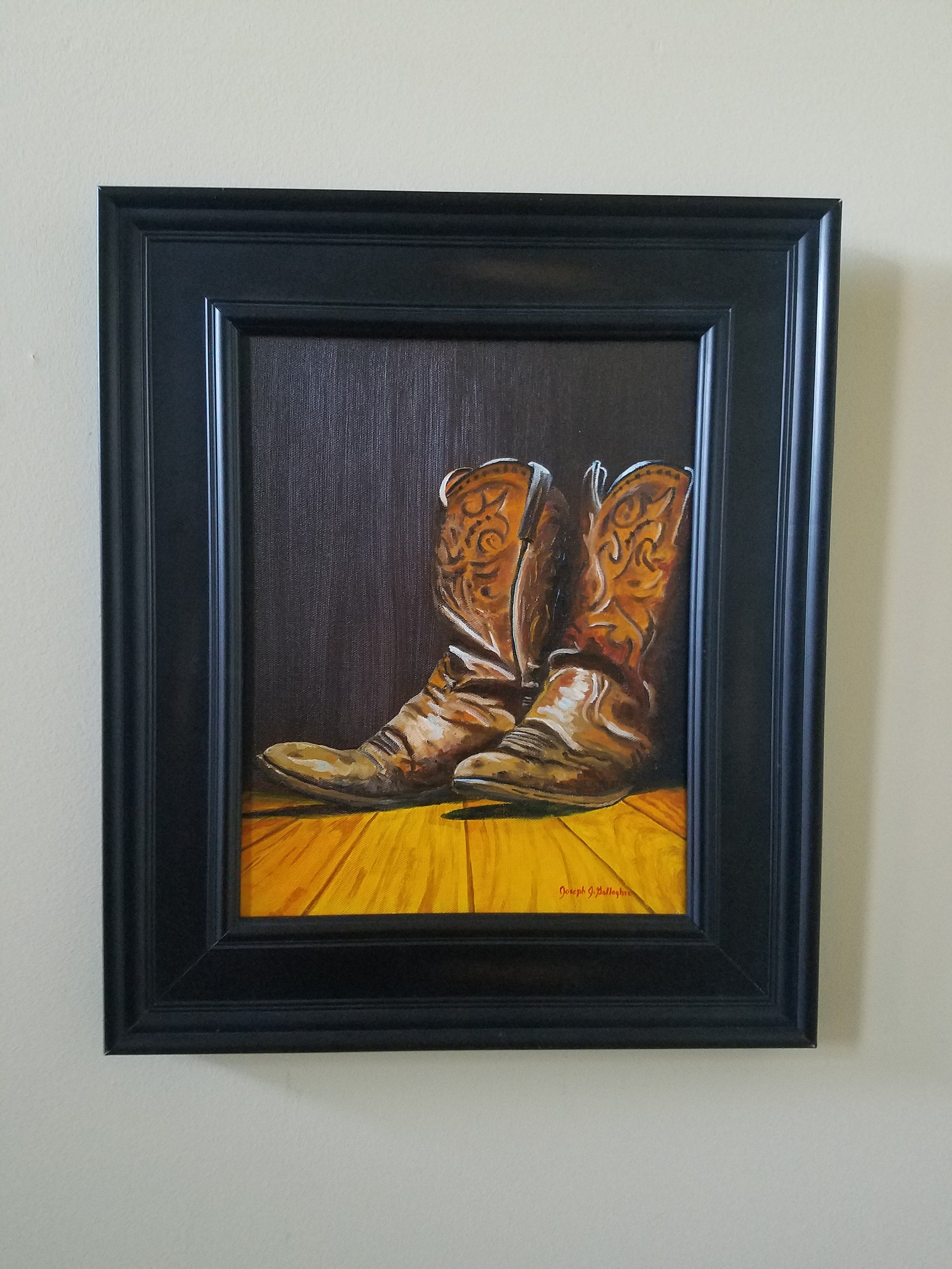 Cowboy Boots Wall Art Framed Original Oil Painting Western Wall Hanging ...