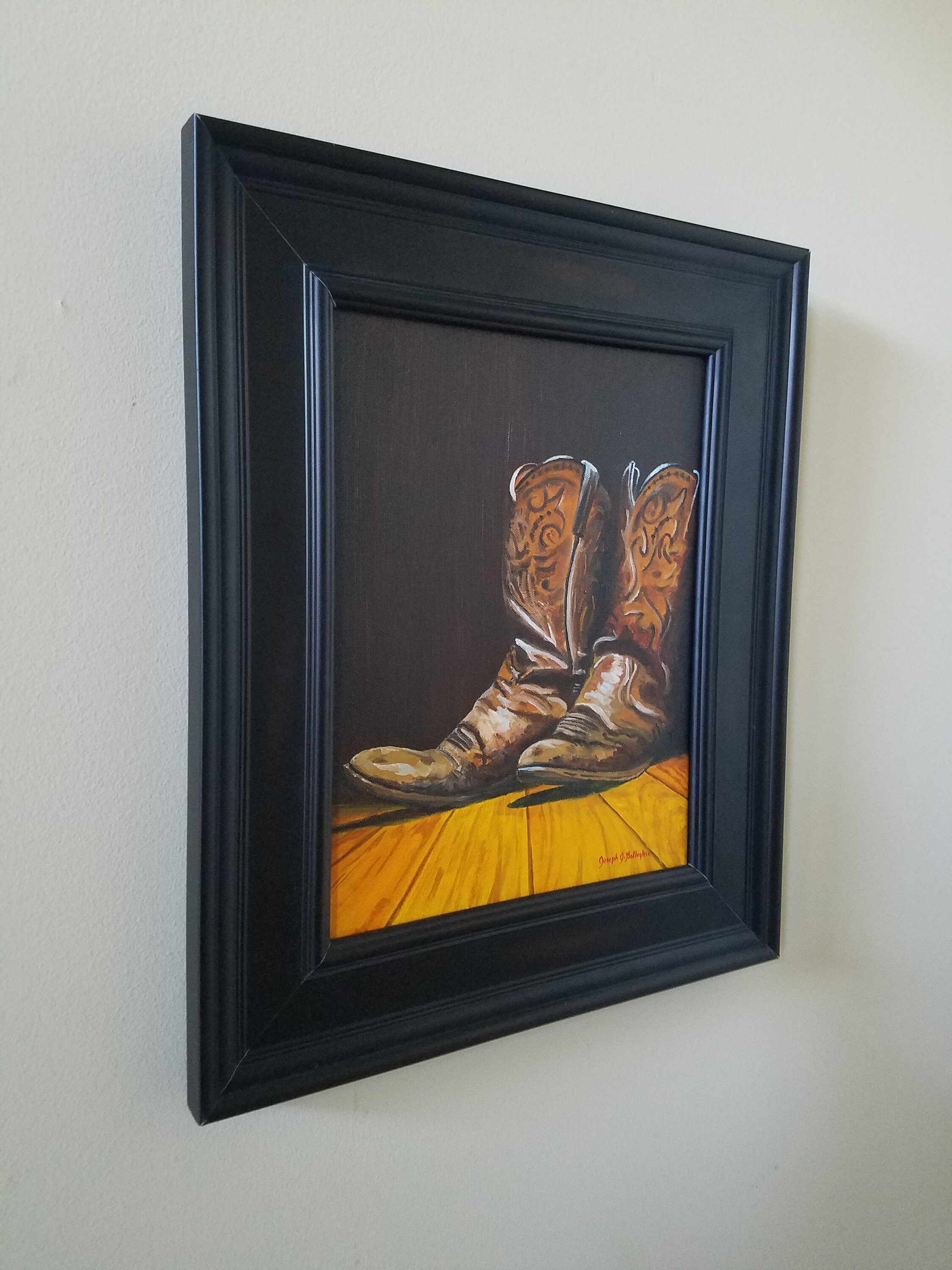 Cowboy Boots Wall Art Framed Original Oil Painting Western Wall Hanging ...