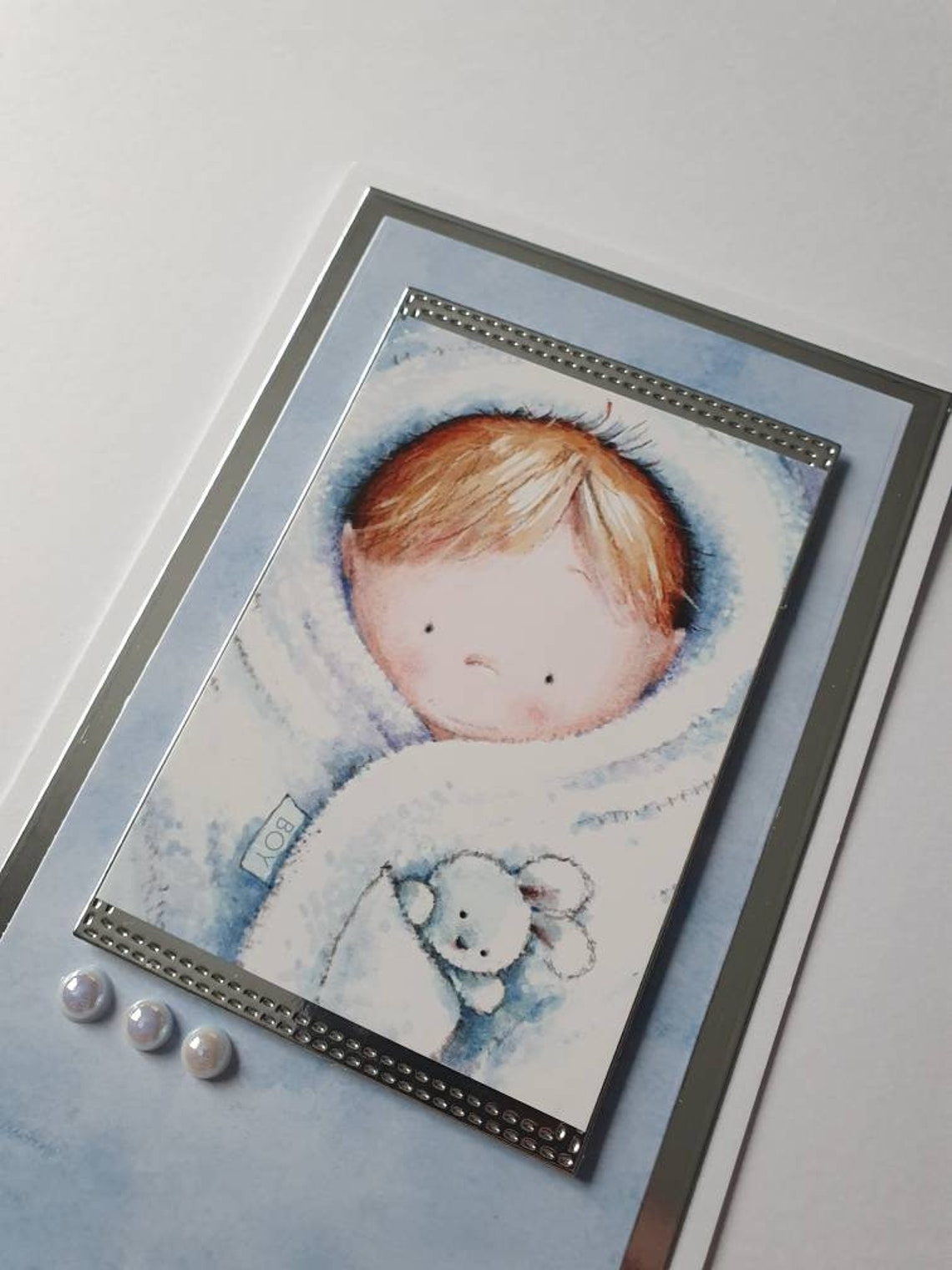New Baby , Baby Boy Handmade Greeting Card Maternity Leave, Paternity ...