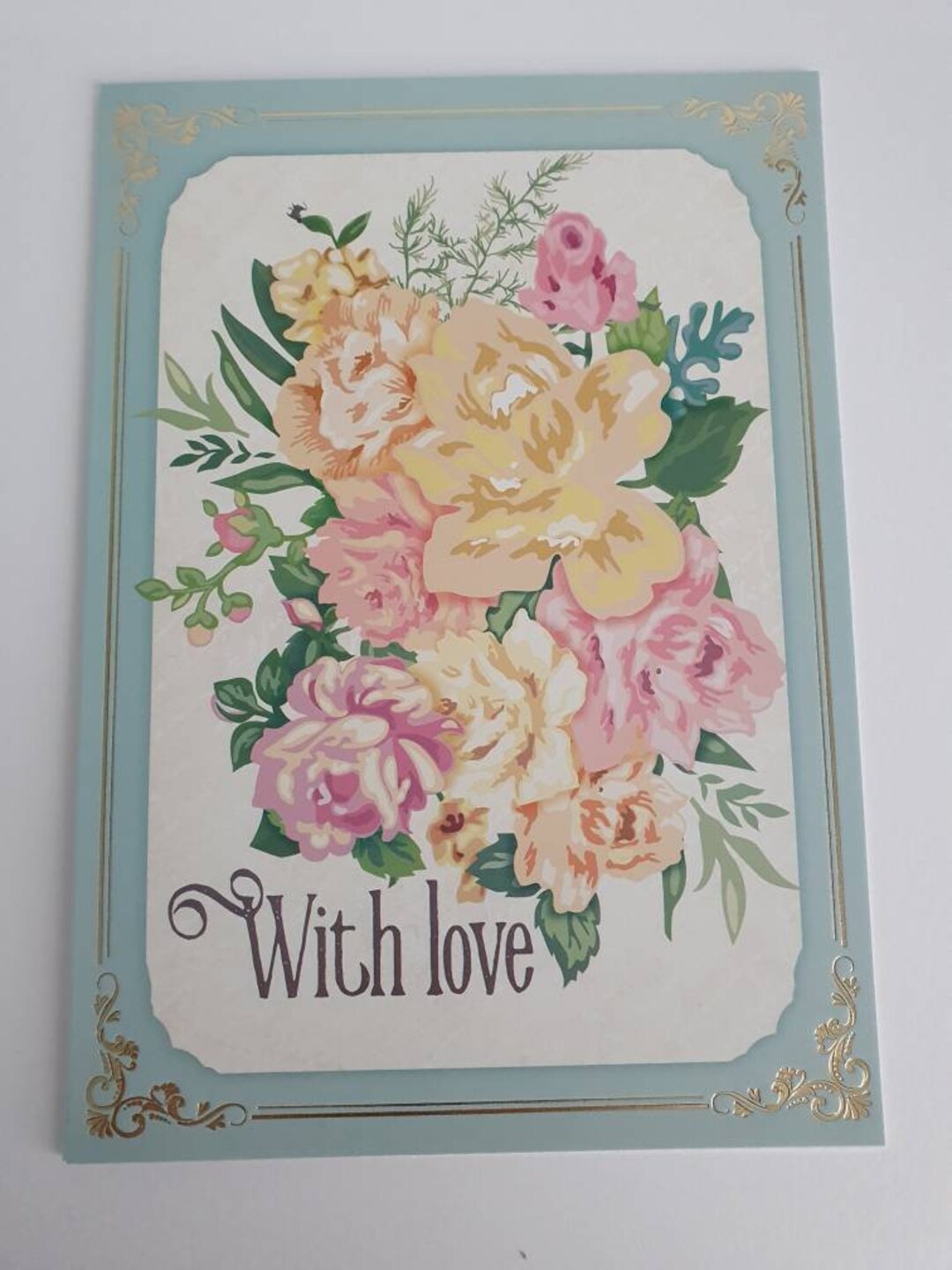 With Love Handmade Greeting Card Flowered Card - Etsy