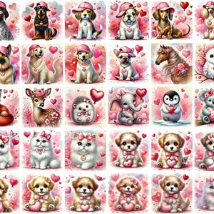 Valentine Cute Love Animals Clipart Bundle, 30 Digital Download Images ...