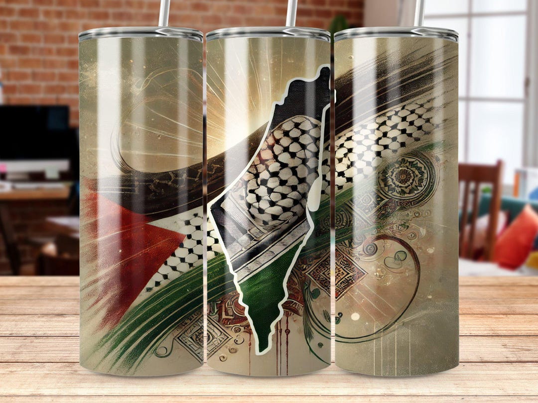 Digital Tumbler Wrap Palestine Map Art, Middle Shemagh Keffyeih Eastern ...