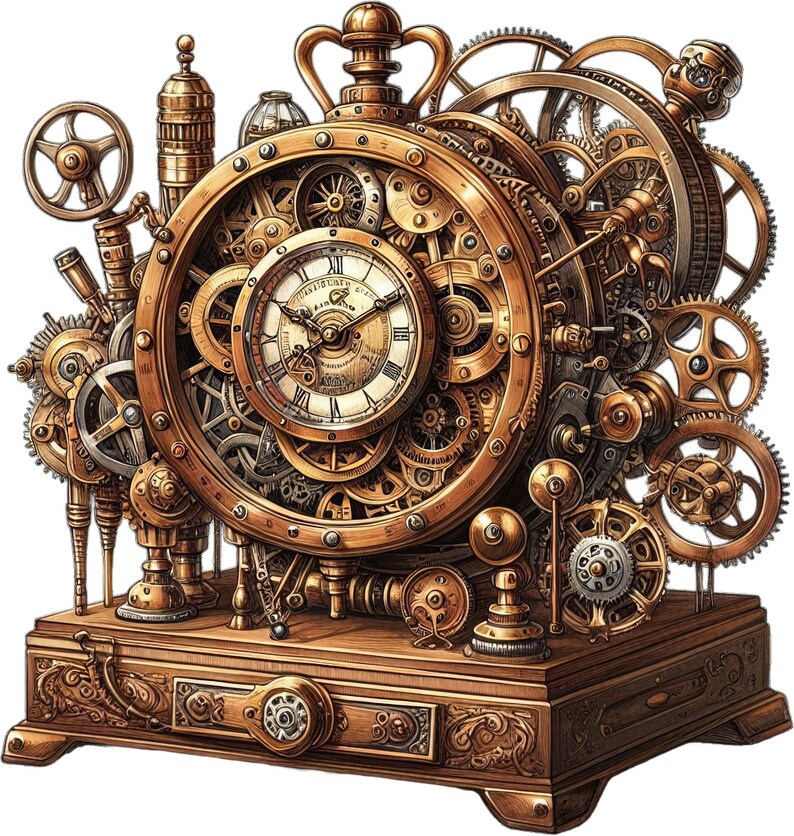 Steampunk Digital Art Collection, Vintage Steampunk Machines Printable ...