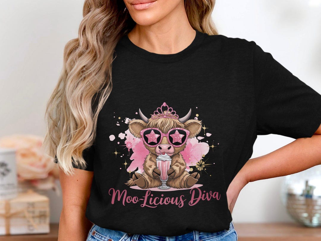 Cute Cow PNG Clipart, Moo-licious Diva, Cow Drinking Milkshake, Pink Stars, Princess Tiara, Fun ...