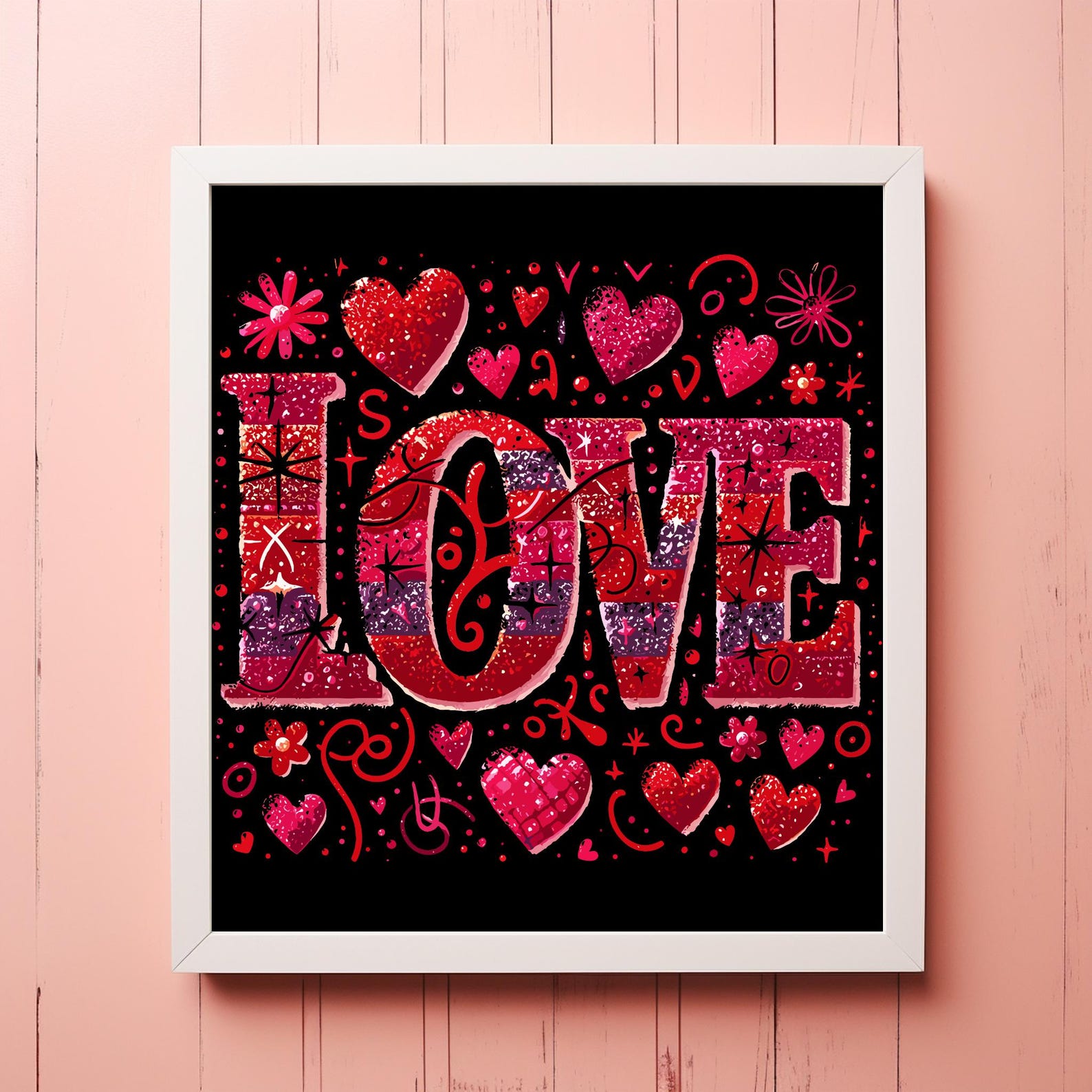 Vibrant LOVE Clipart With Glitter and Hearts for Instant Download ...