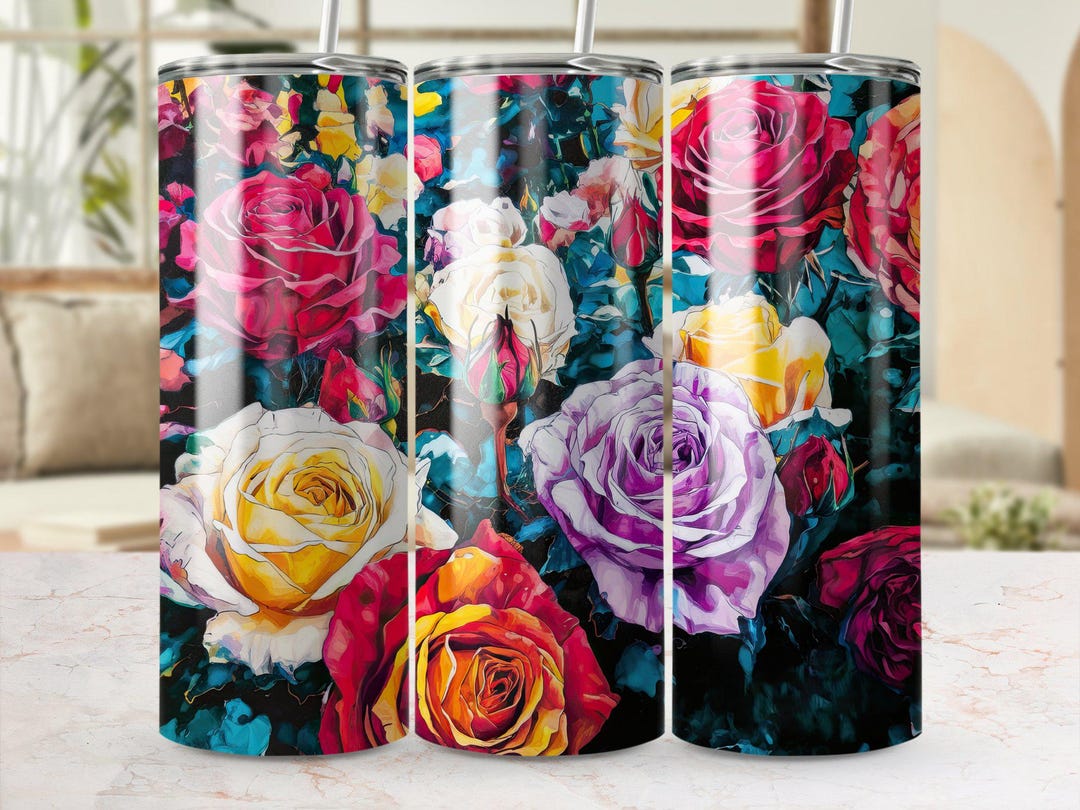 Floral Roses Digital Download Art Print, Colorful Flower Decor ...