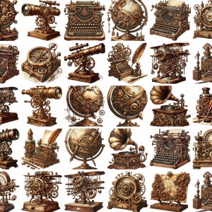 Steampunk Digital Art Collection, Vintage Steampunk Machines Printable ...