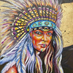 Indigenous Woman Oil Painting Original Native American Art Indigenous ...