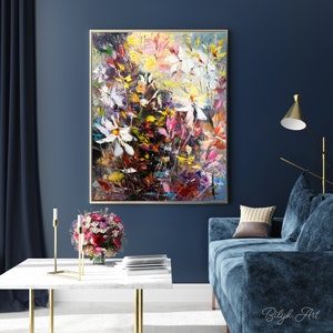 Large Flowers Oil Painting Original Abstract Daisy Wall Art - Etsy
