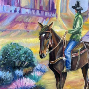 Cowboy Painting on Canvas Western Oil Painting Original Art Framed ...