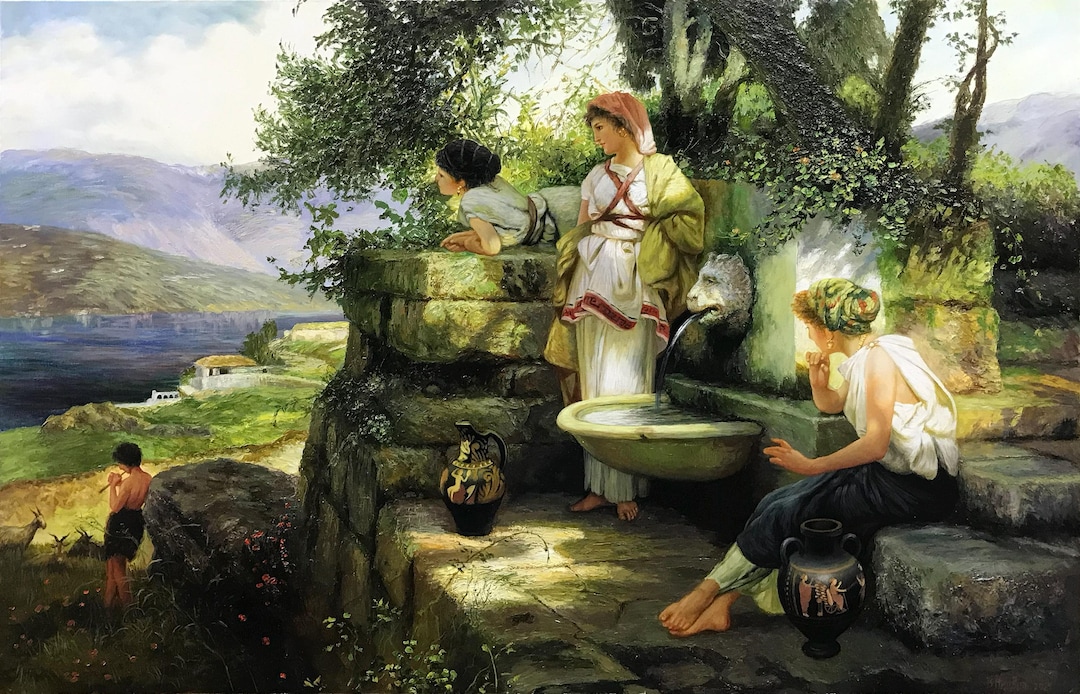 Woman at the Well Oil Painting on Canvas, Israel Landscape Art - Etsy