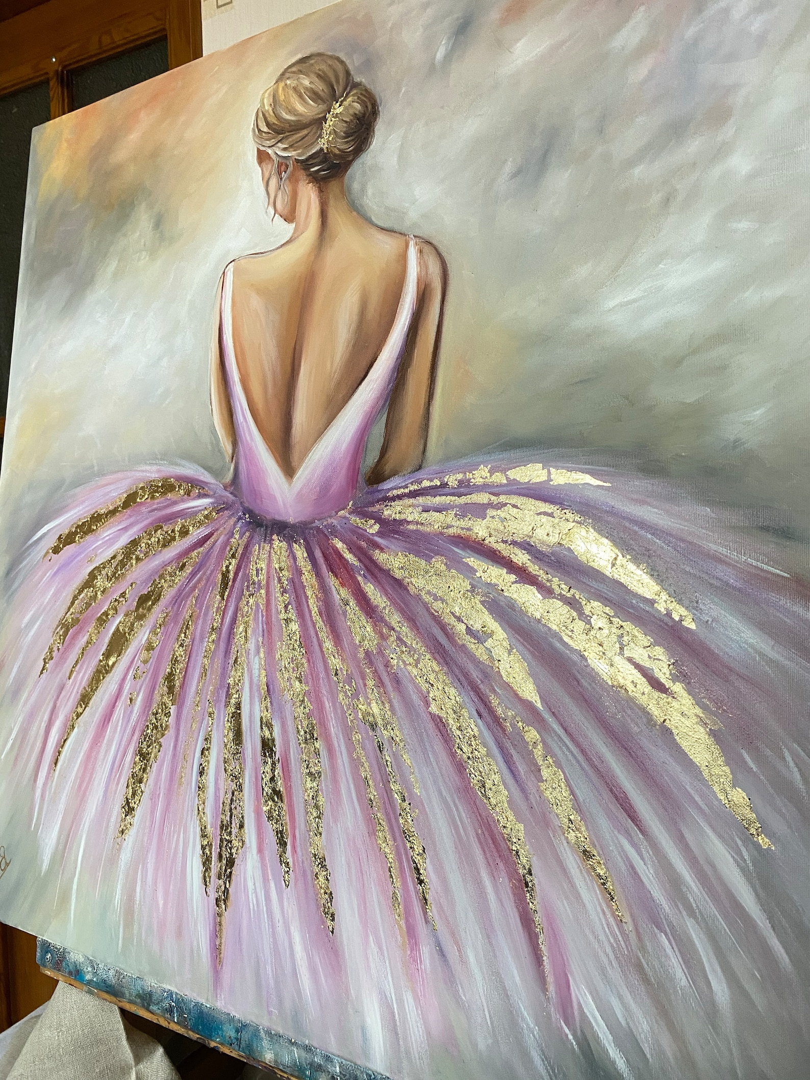 Abstract Ballerina Oil Painting Original Pink Ballerina Wall - Etsy