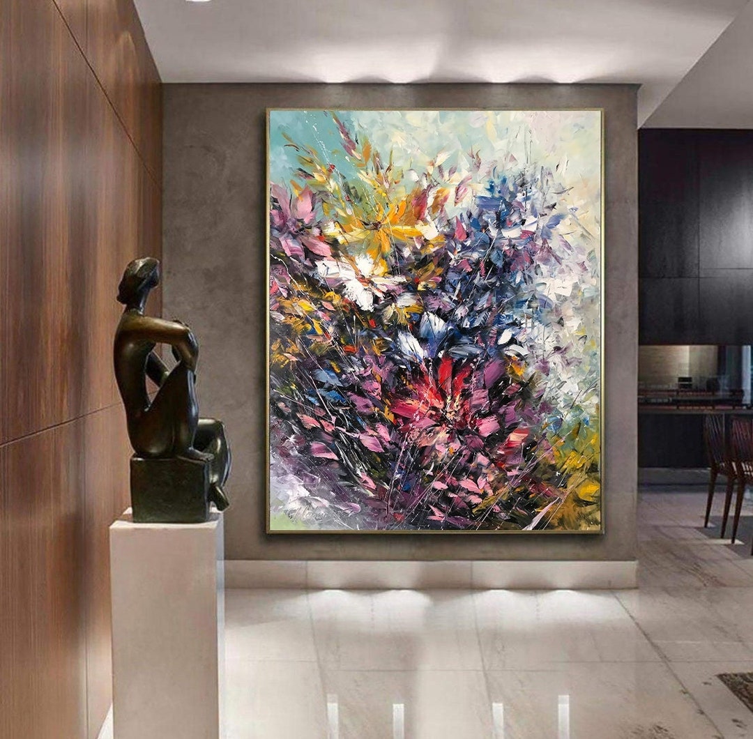 Large Luxury Oil Painting Floral Wall Decor Luxury Art Abstract Oil ...