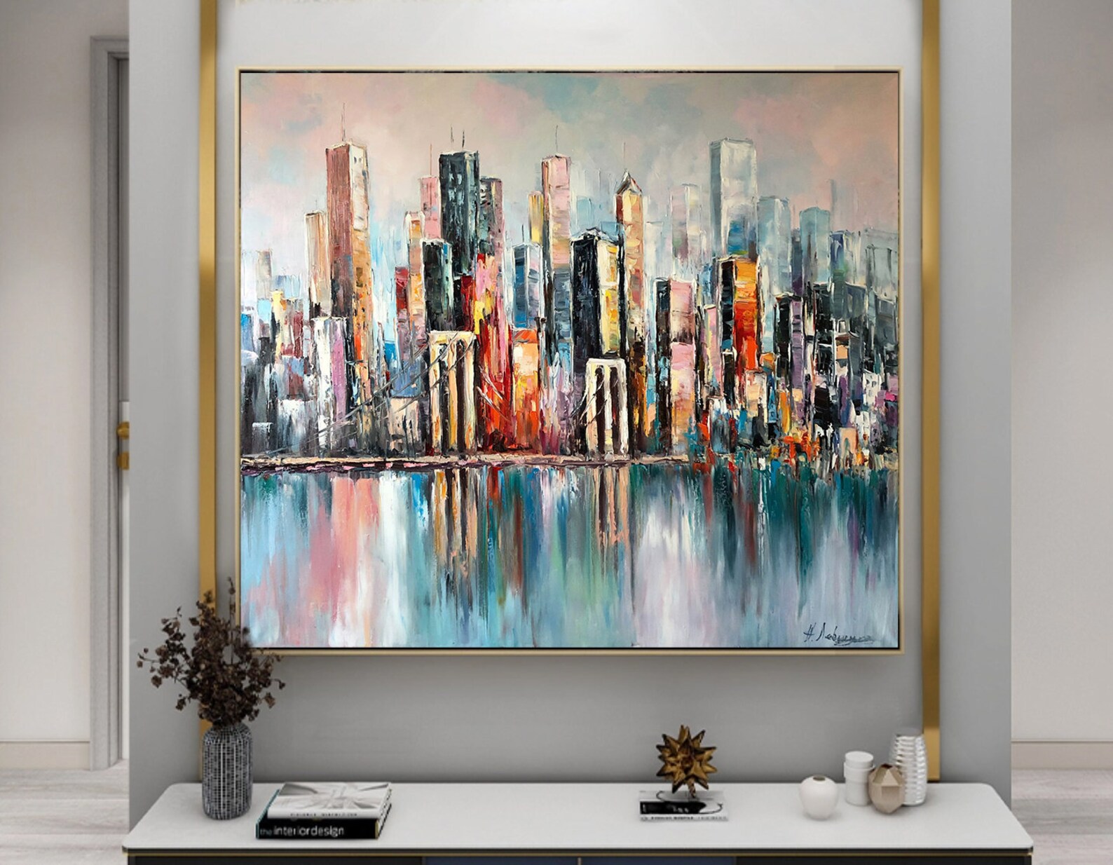 Large New York City Abstract Painting Urban Cityscape | Etsy