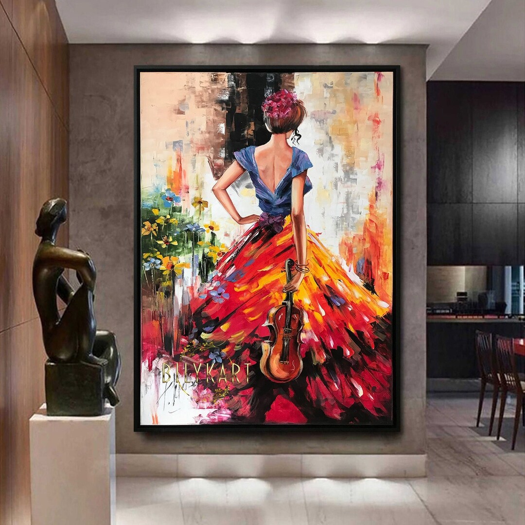 Abstract Woman in Red Dress Oil Painting Original Abstract - Etsy