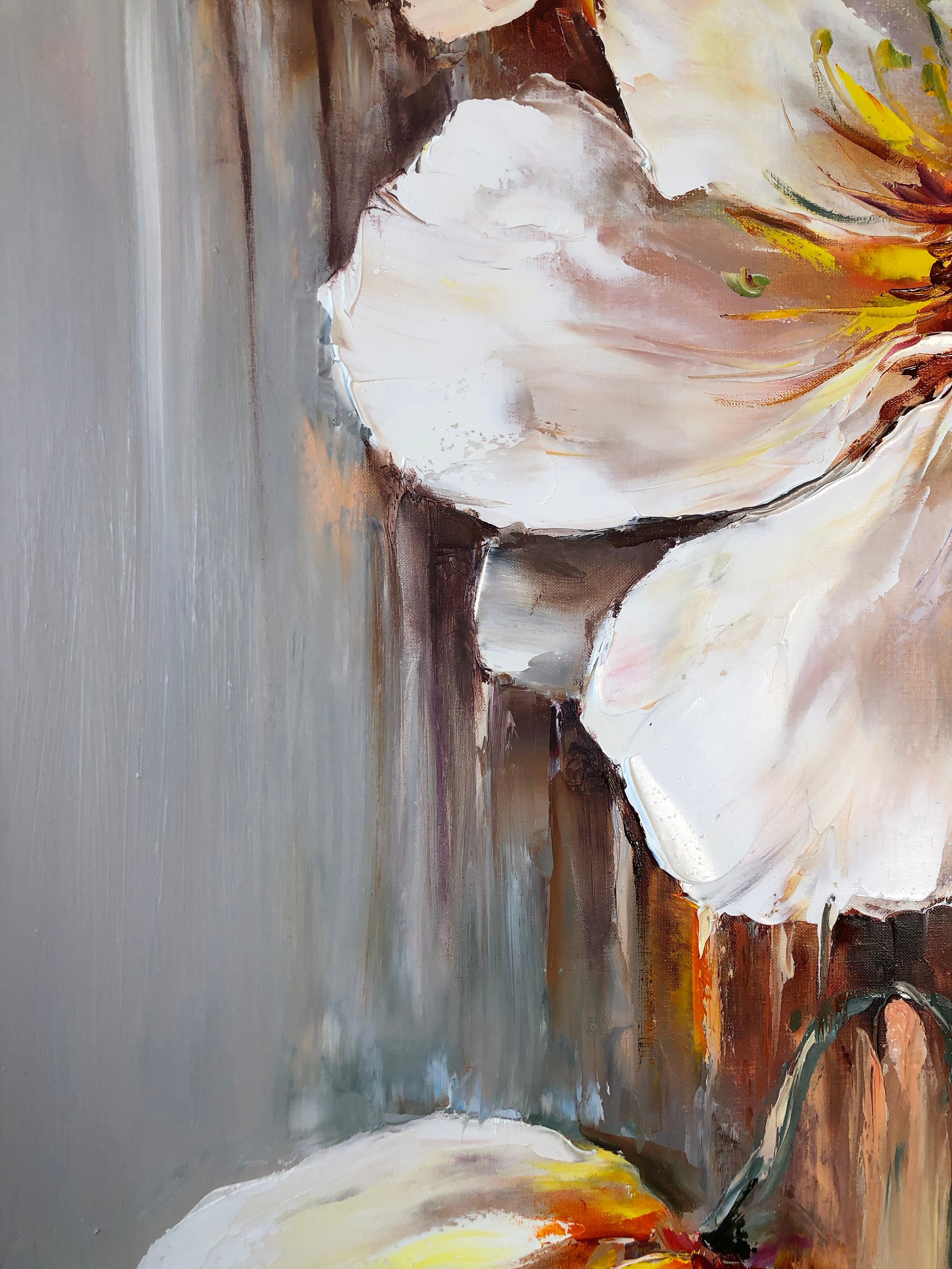 Long Narrow Wall Art Large Daisy Flowers Oil Painting Tall | Etsy