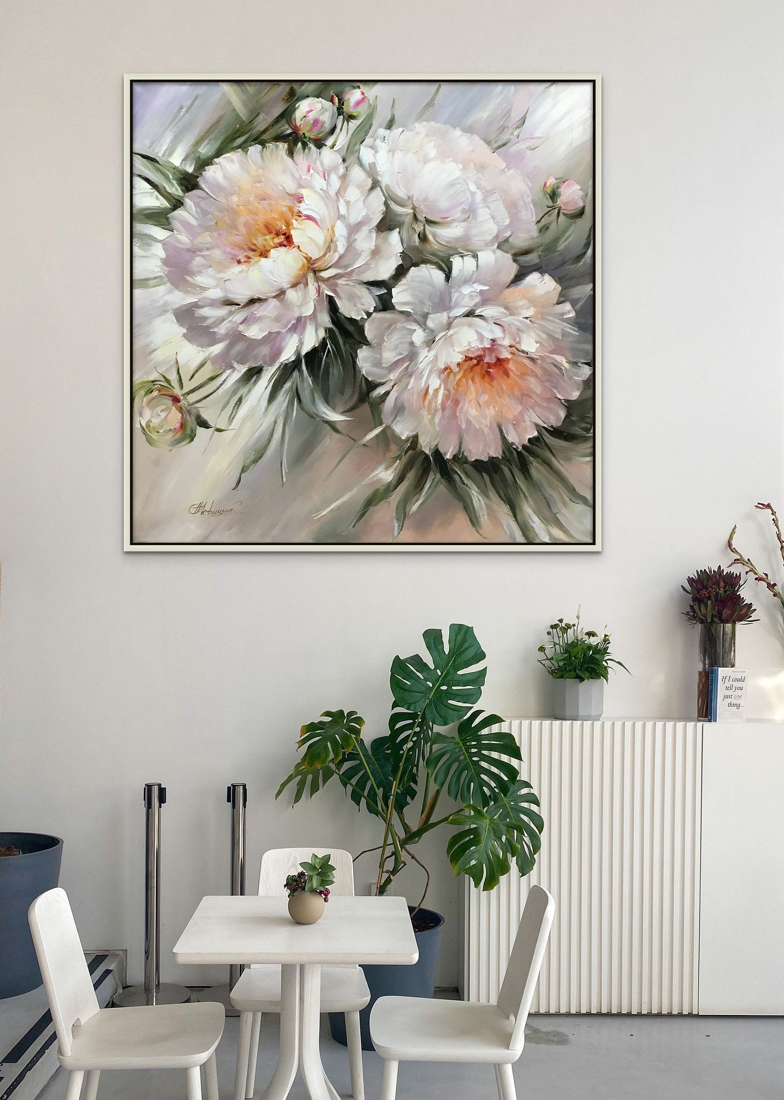 Abstract Peonies Painting Original Peony Wall Art Big Flower - Etsy