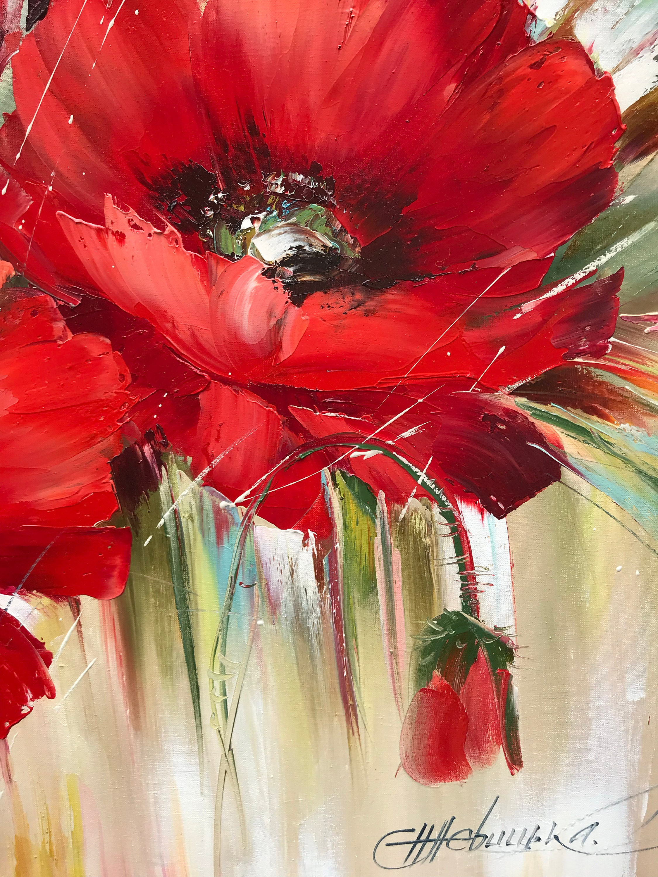 Ukrainian Poppy Oil Painting Original Art Work Ukraine Artist Ukrainian ...