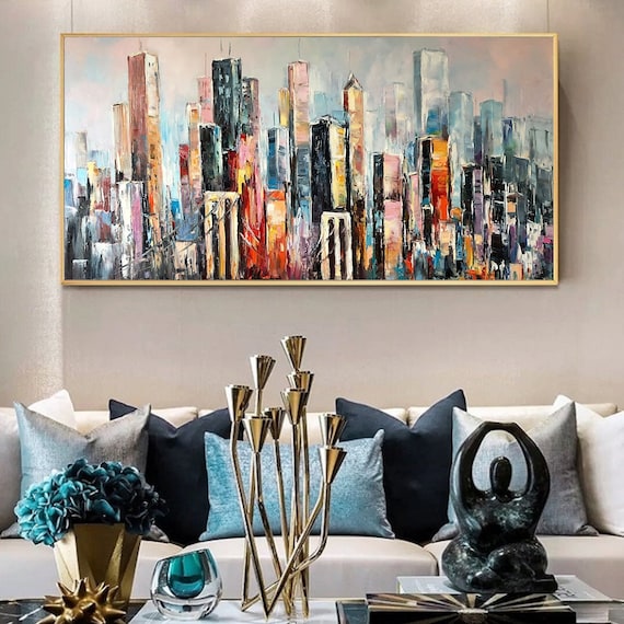 Large New York City Abstract Painting Urban Cityscape - Etsy