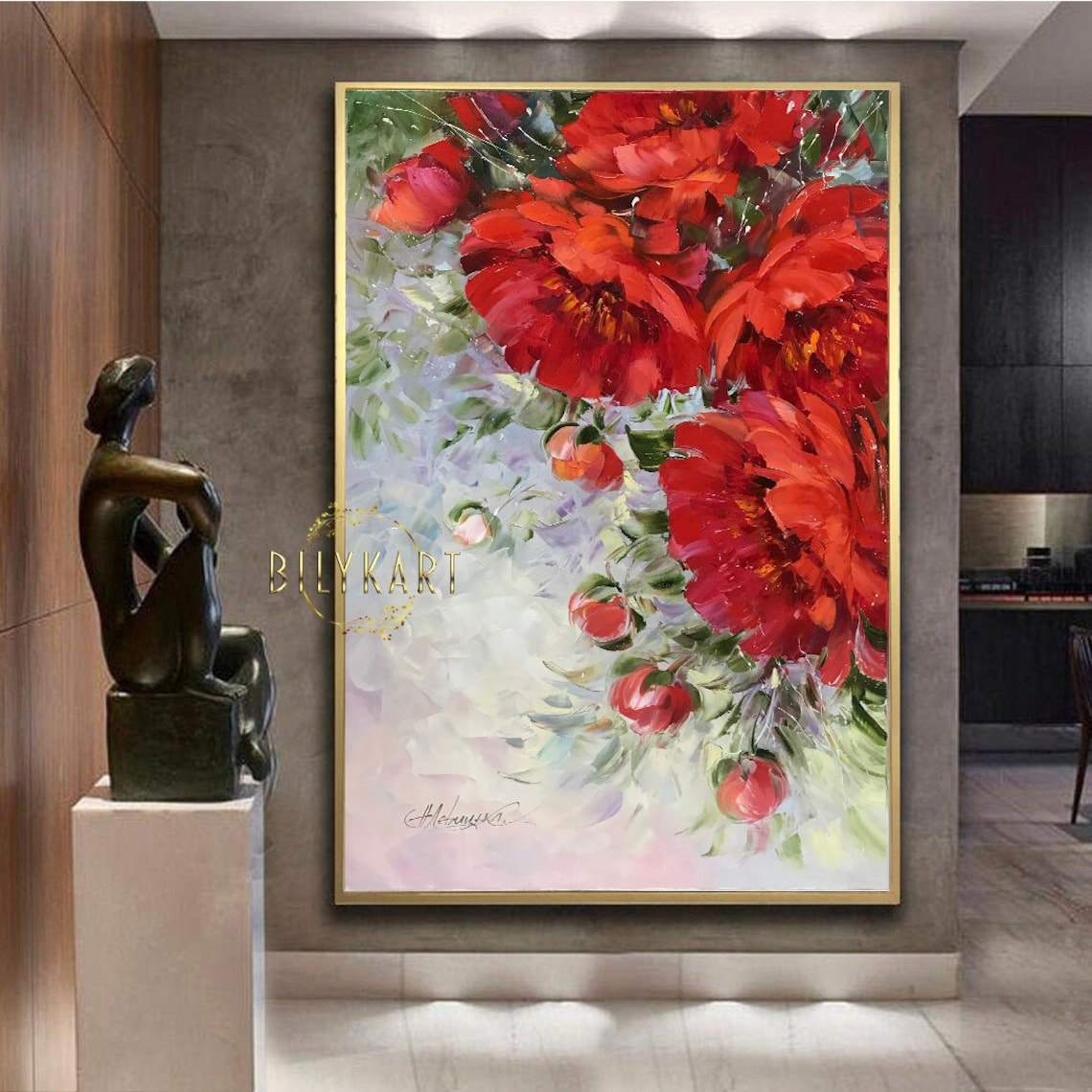 Abstract Peony Painting on Canvas Peonies Painting 30x40 - Etsy