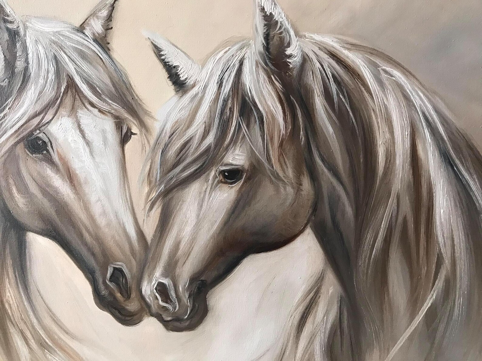 Two Horses Oil Painting on Canvas Abstract Horse Love Painting - Etsy