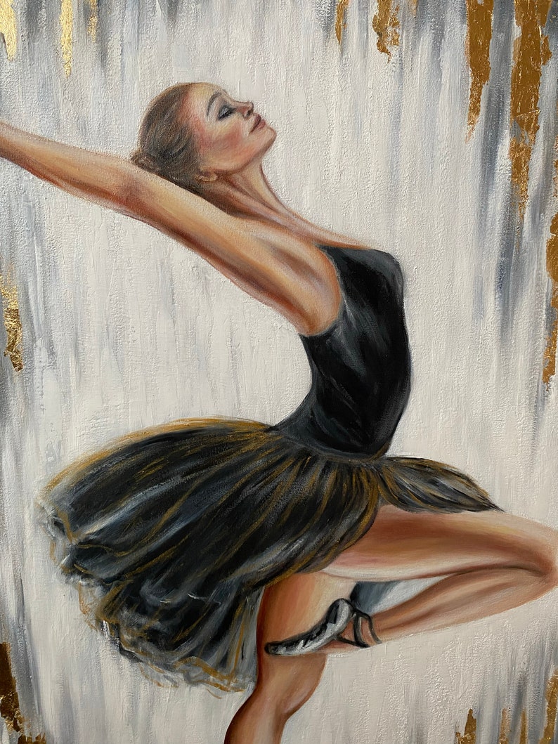 Abstract Ballerina Painting on Canvas Black and White Art Original ...