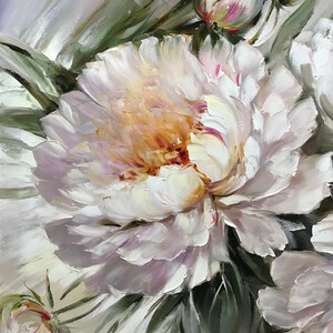 Abstract Peonies Painting Original Peony Wall Art Big Flower Painting ...