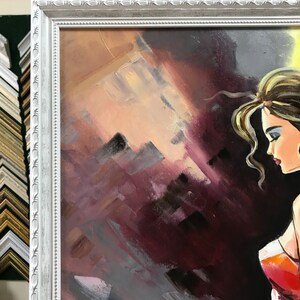 3 Matching Paintings on Canvas Set of Three Wall Art Framed Woman Oil ...