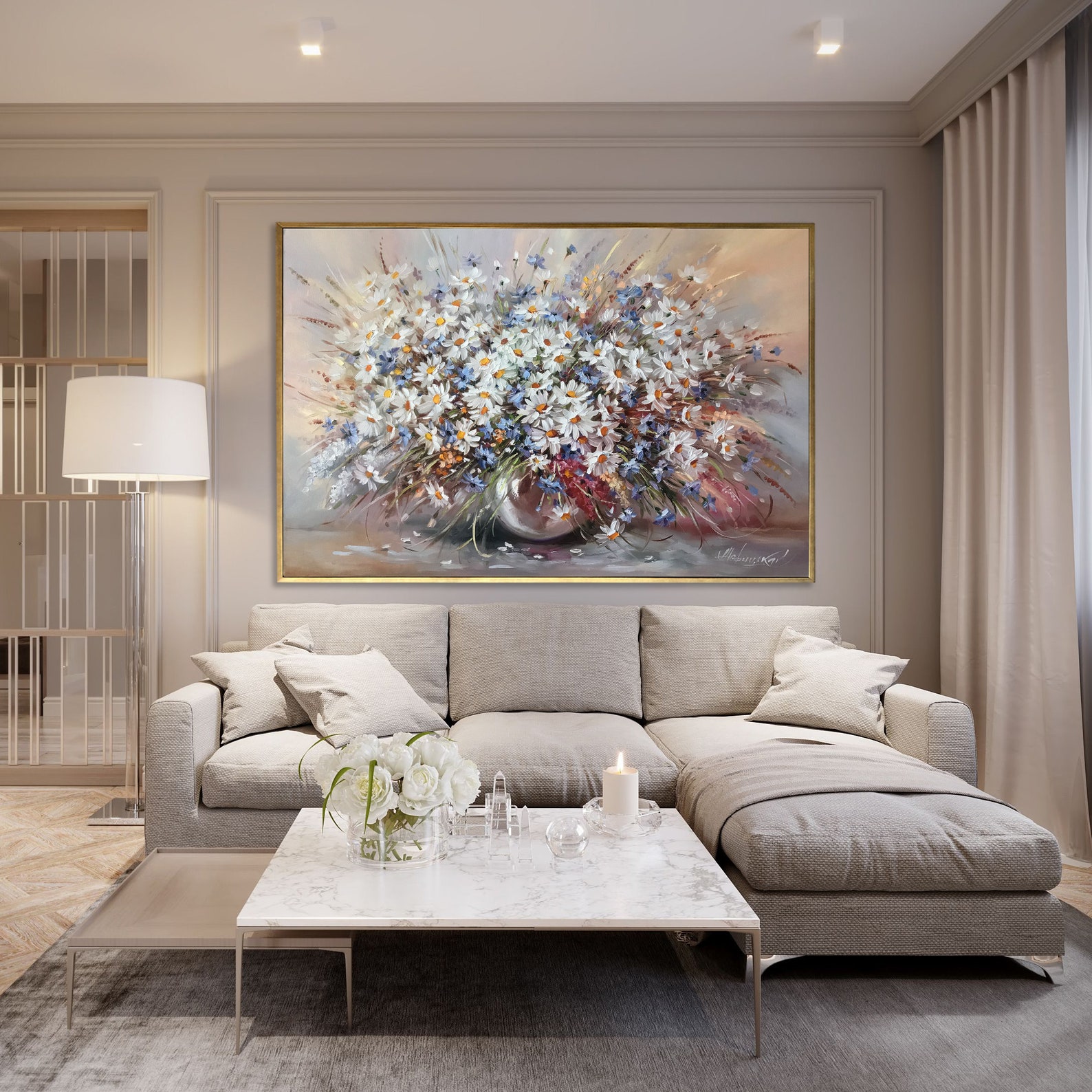 Large Daisy Oil Painting Original Art Wildflower Bouquet - Etsy