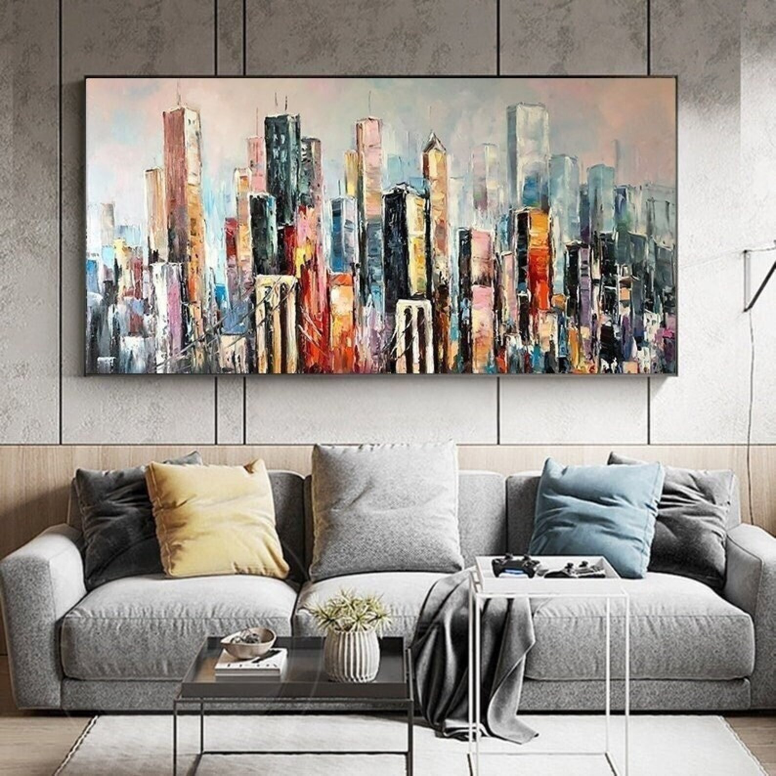 Large New York City Abstract Painting Urban Cityscape - Etsy