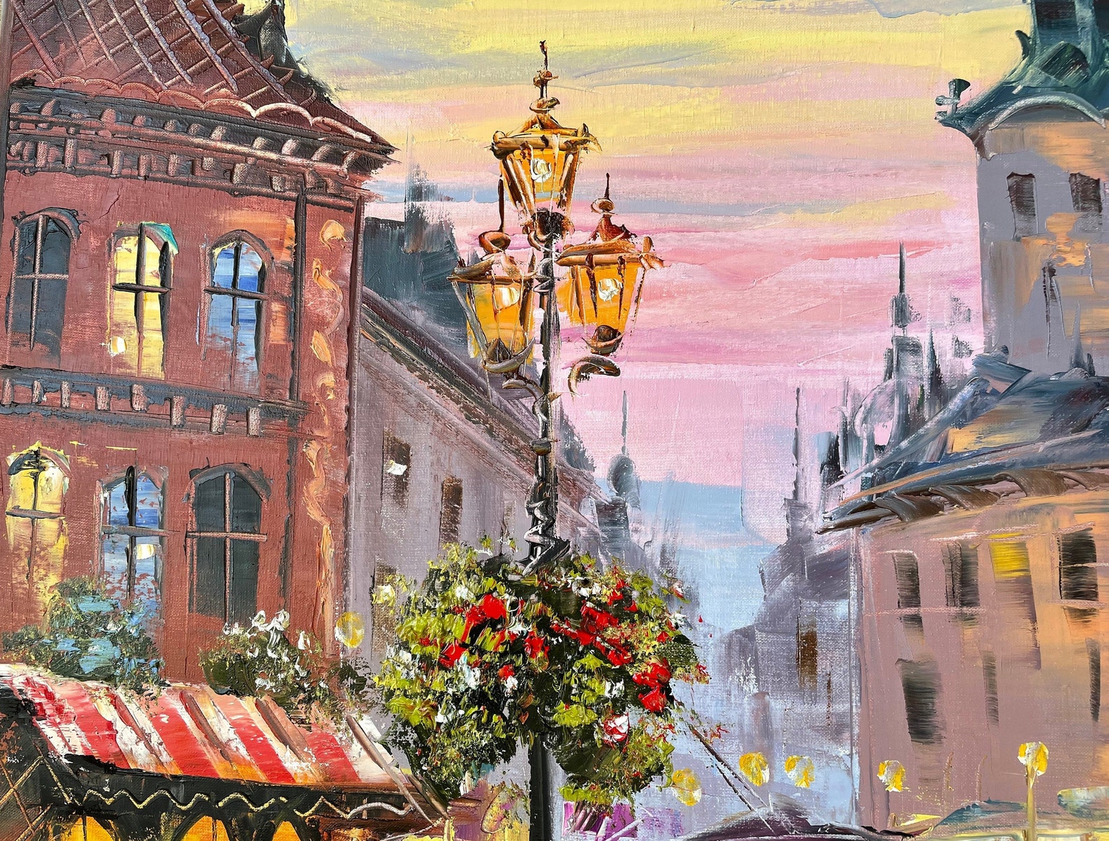 Europe Cityscape Painting Original European Wall Art Canvas | Etsy