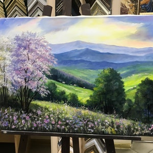 Blue Ridge Mountains Painting on Canvas Smoky Mountains Art Blue Ridge ...