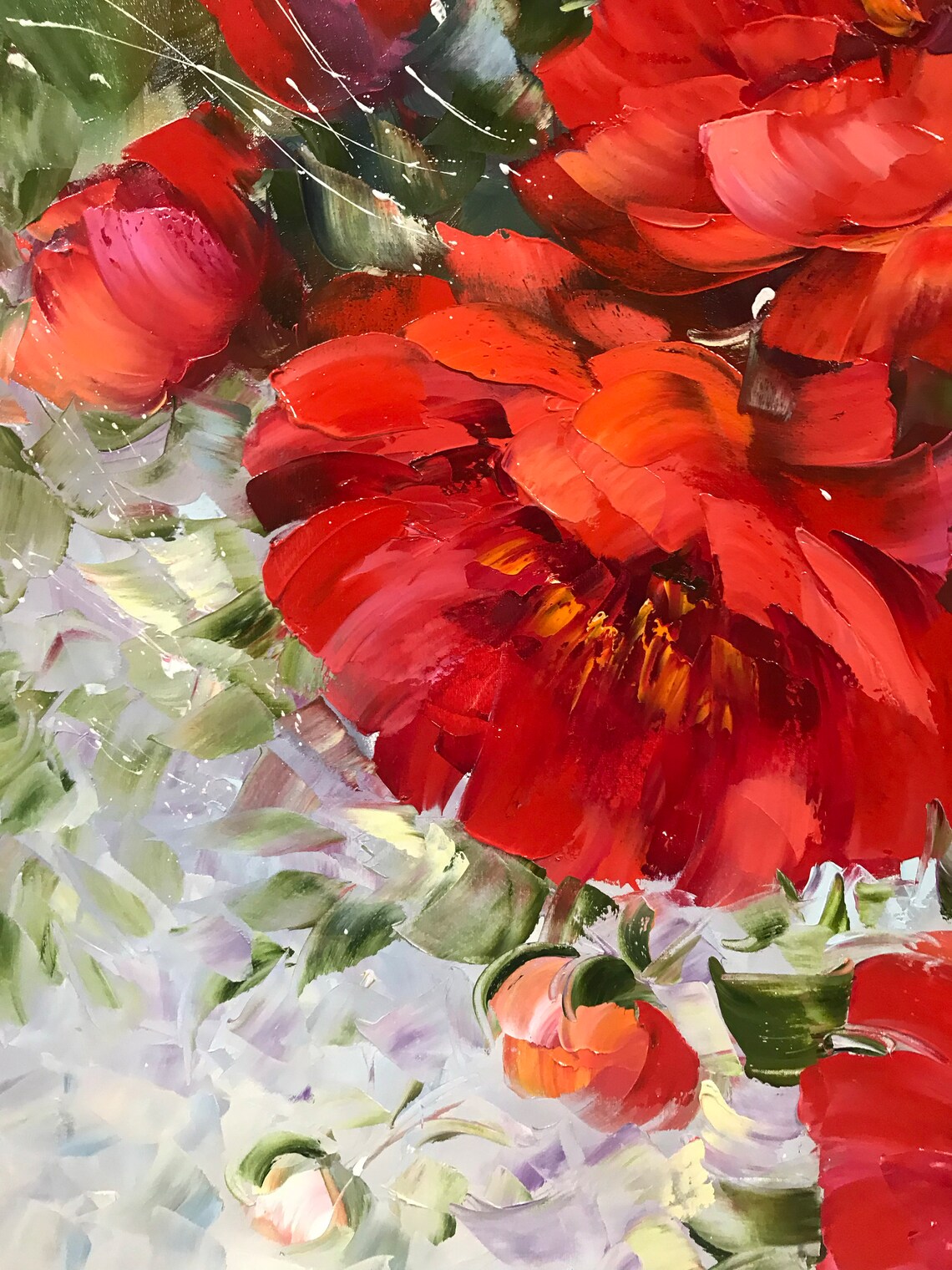 Abstract Peony Painting on Canvas Peonies Painting 30x40 Floral Wall ...