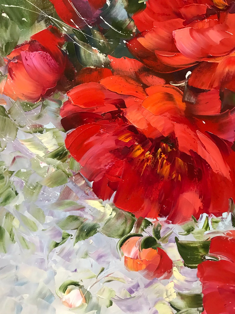 Abstract Peony Painting on Canvas Peonies Painting 30x40 - Etsy