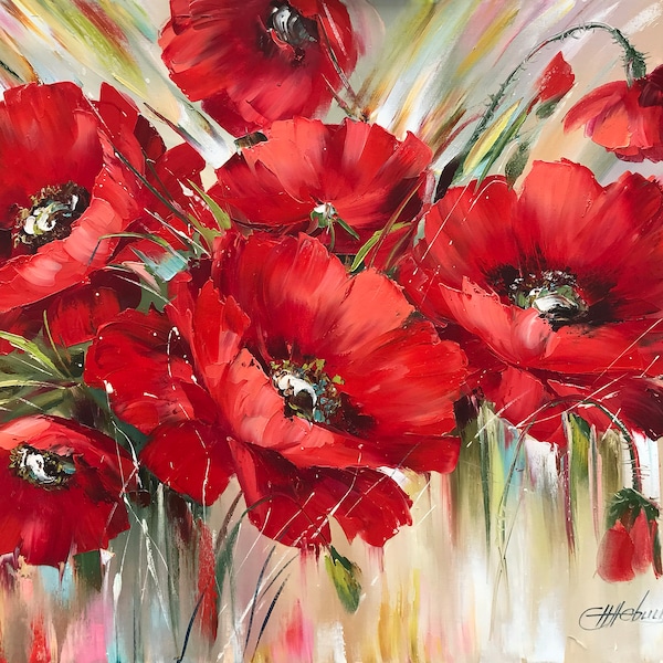 Poppy Painting - Etsy