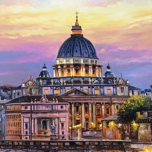 Rome Italy Oil Painting Original Evening in Rome Painting Italian ...