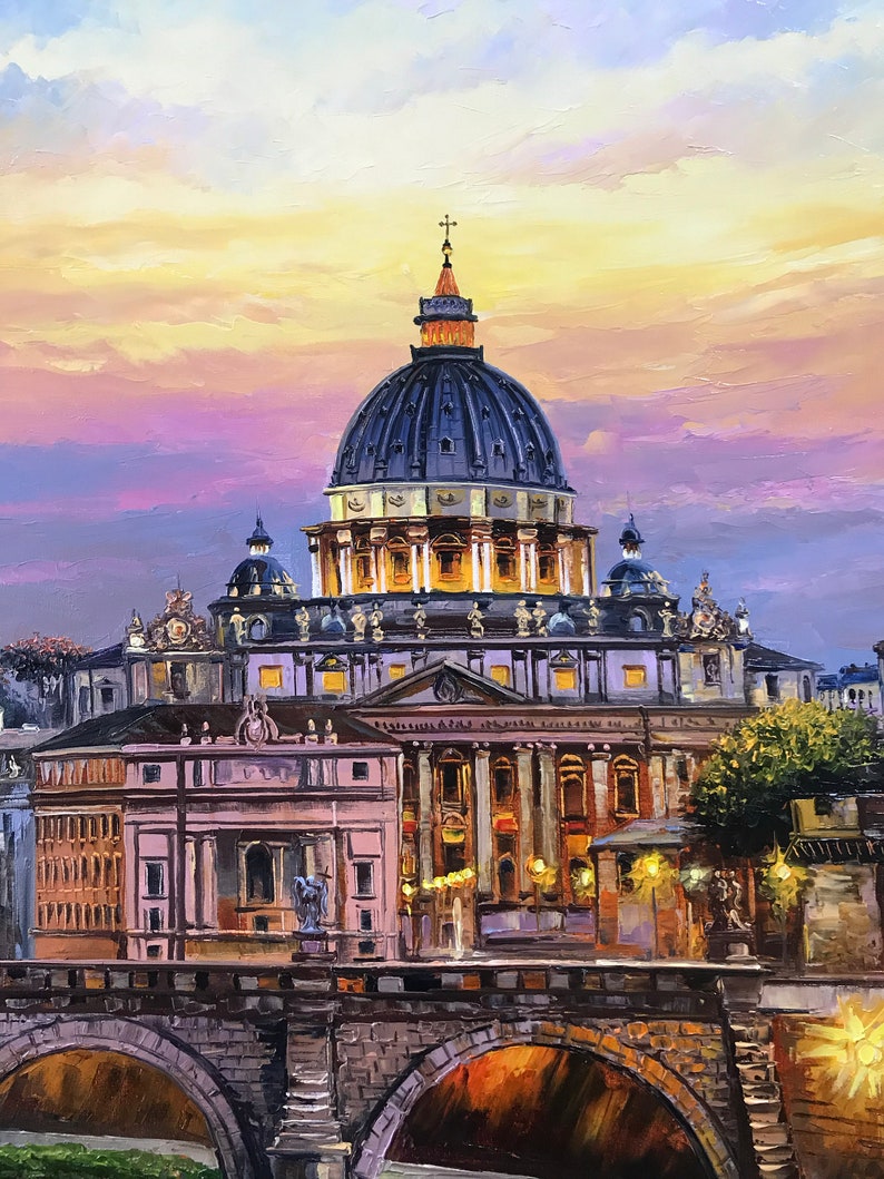Rome Italy Oil Painting Original Evening in Rome Painting - Etsy