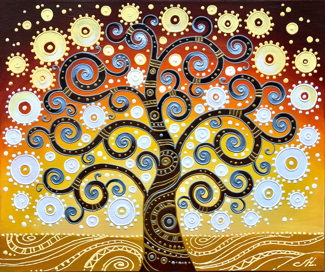 Tree of Life Painting on Canvas Gustav Klimt Reproduction Painting Original Large Golden Tree ...