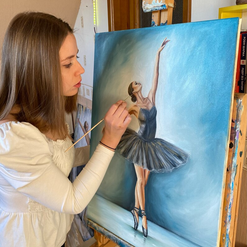 Ballet Dancer Oil Painting Original Ballet Wall Art Black - Etsy