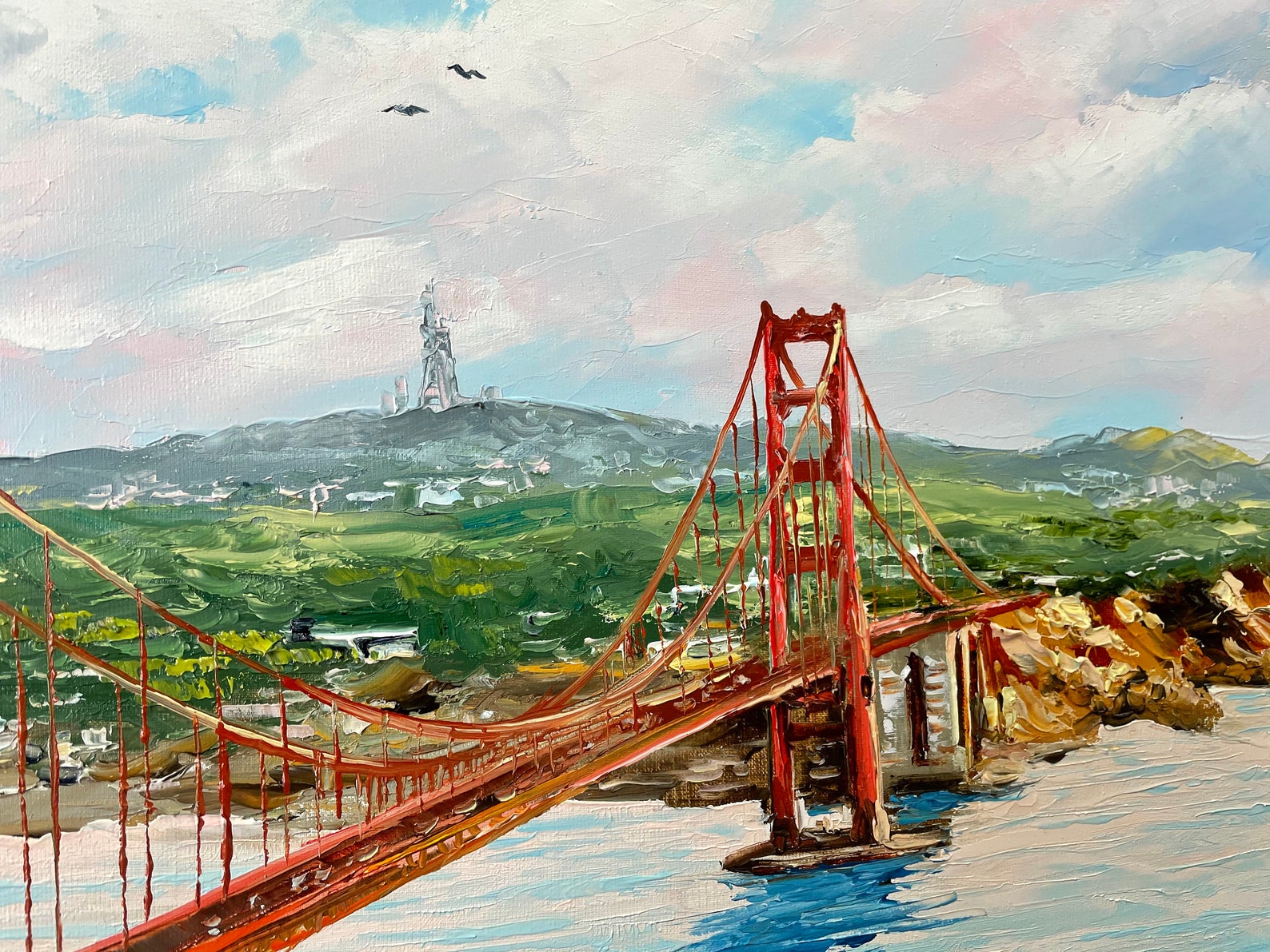 Golden Gate Bridge Original Painting, San Francisco Wall Art, SF ...