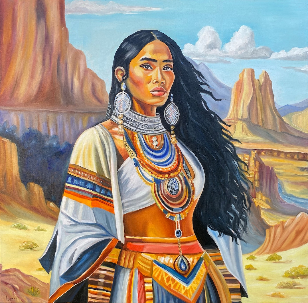 Indigenous Woman Oil Painting Original Beautiful Native American Woman ...