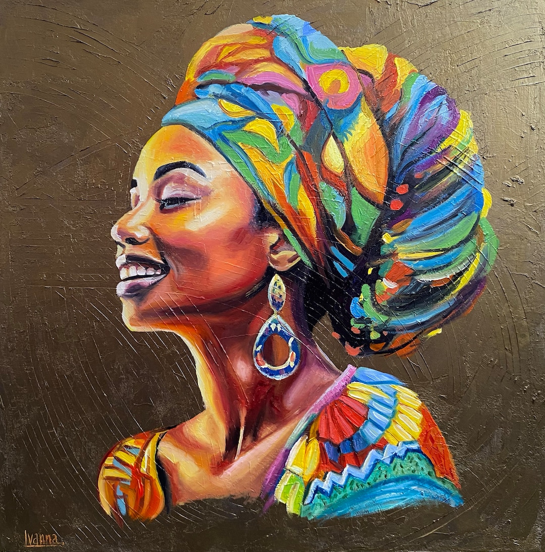 African American Oil Painting Original African Lady Painting Black Girl ...