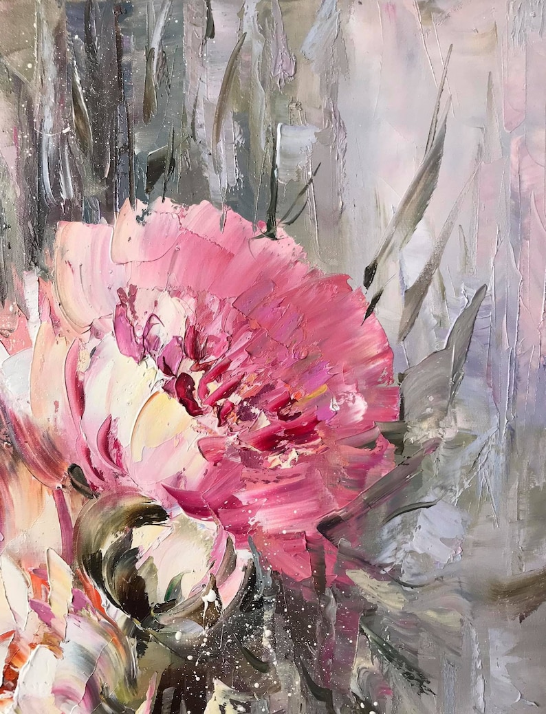 Set of 2 Painting Abstract Flowers Wall Art Large Floral - Etsy