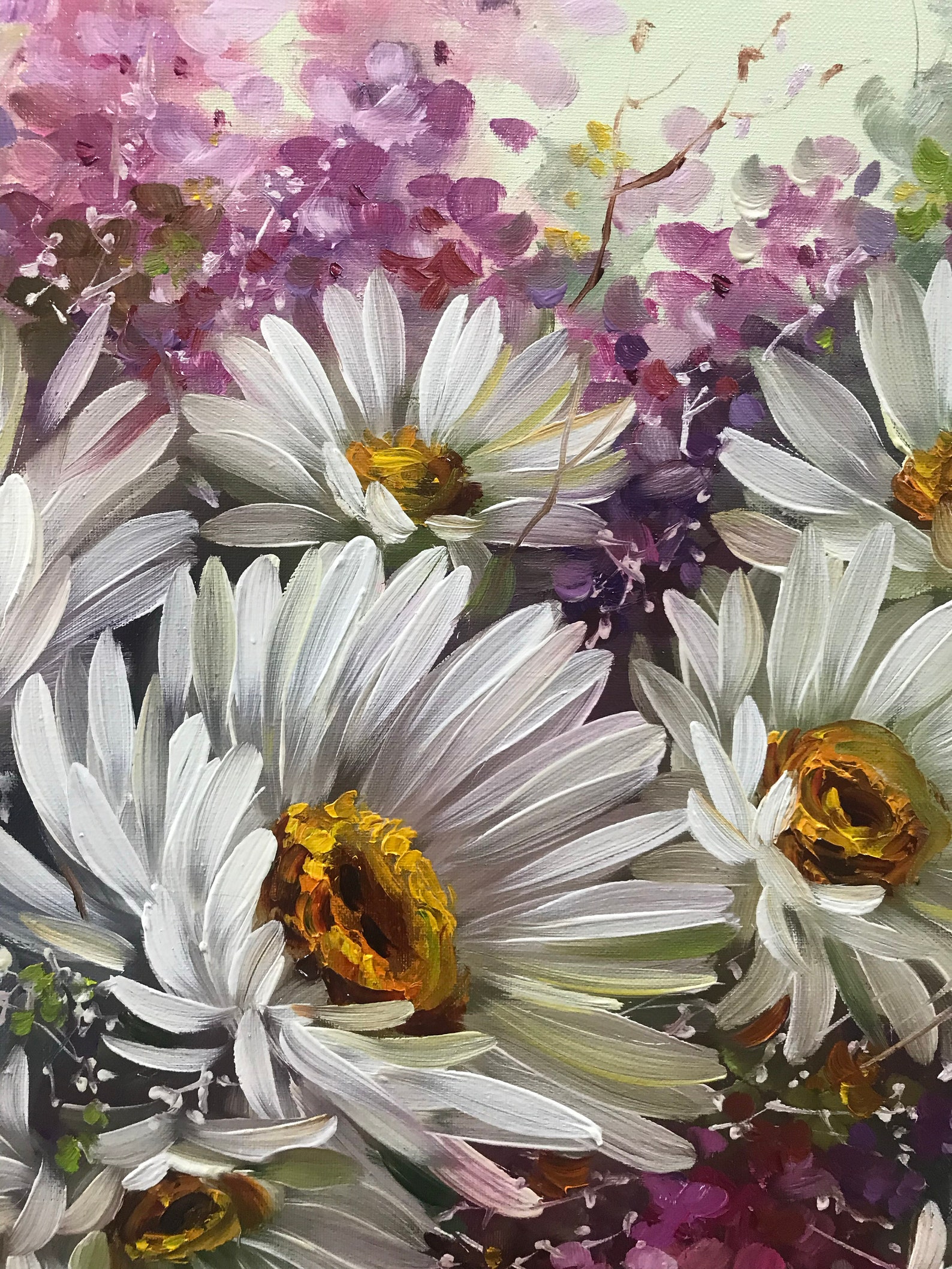White Daisy Oil Painting Original Art Work Daisies Painting on - Etsy