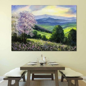 Blue Ridge Mountains Painting on Canvas Smoky Mountains Art Blue Ridge ...