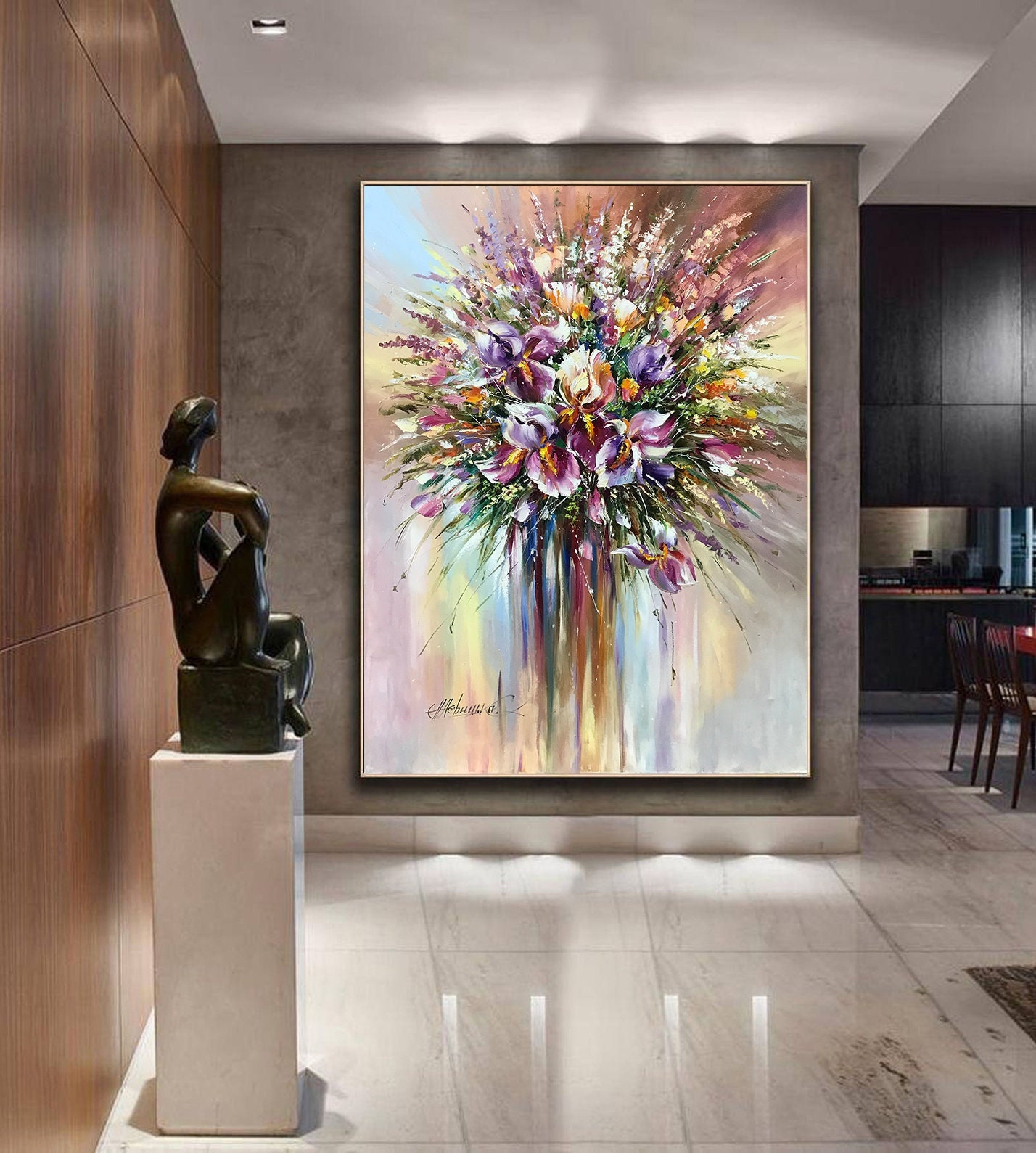 Large Abstract Flower Oil Painting Original Textured Flower - Etsy
